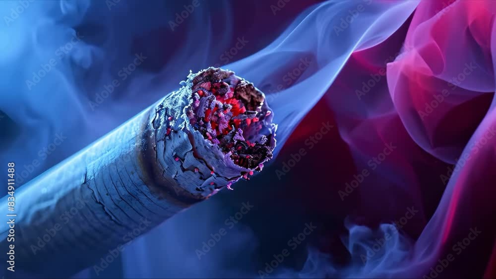 Smoking cigarettes causes lung damage and disease over time. Concept ...