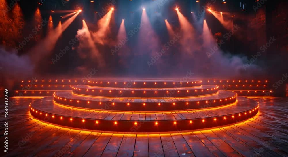 Empty stage light background Illuminated stage with warm lighting ...