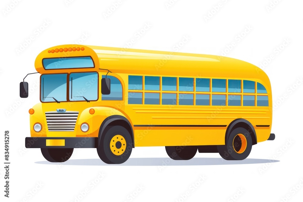 Foto de Yellow School Bus 2D Flat Illustration. School Bus mockup with ...