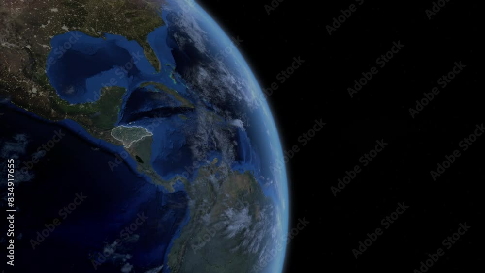 Fly Zoom into Honduras through space to see the country map region from ...