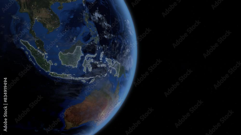 Fly Zoom into Indonesia, Jakarta, through space to see the country map ...