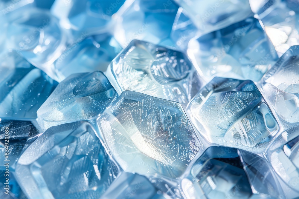 Crisp Close-Up of Hexagonal Ice Patterns with a Crystalline Structure ...