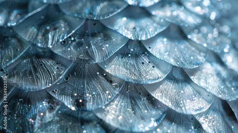 Macro photography of organic texture of silver metallic scales ...