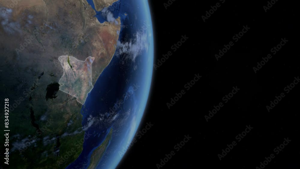 Fly Zoom into Kenya, Nairobi, through space to see the country map ...