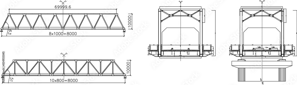 Steel Truss Bridge Cross Section architectural engineering design ...