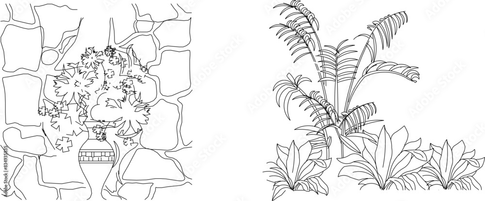 Vector illustration sketch of unique tree plant notation logo icon ...