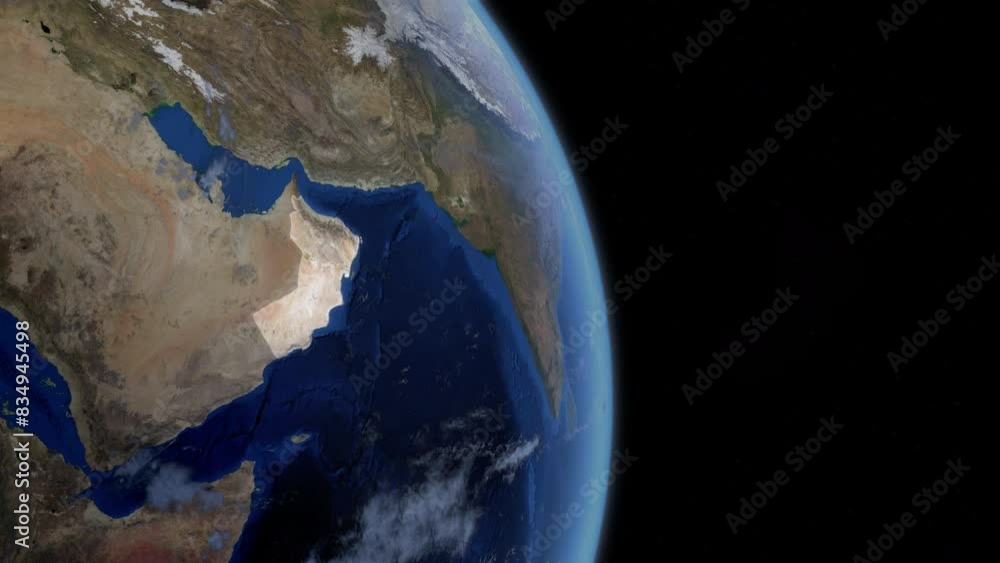 Fly Zoom into Oman, Muscat, through space to see the country map region ...