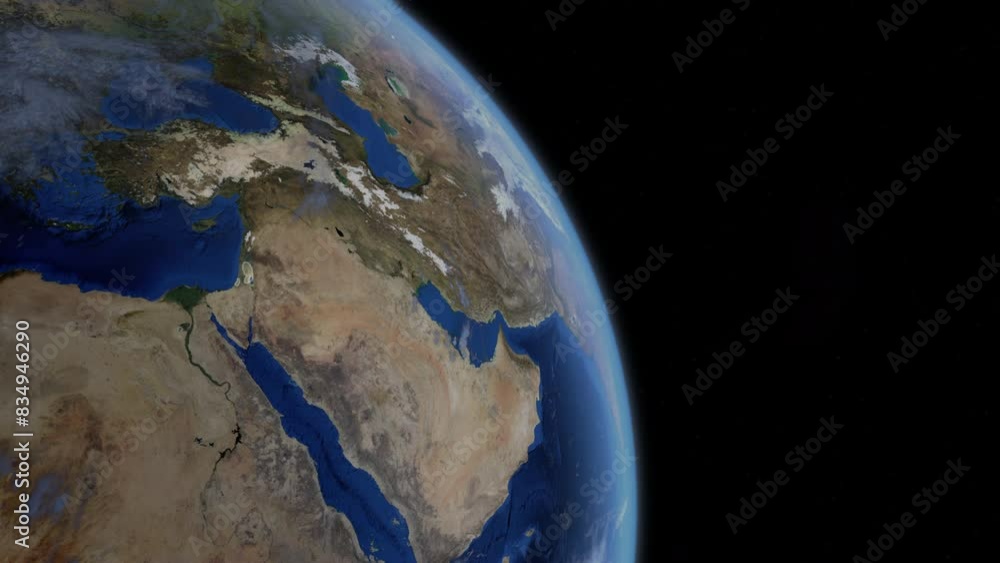 Fly Zoom into Palestine, Gaza, through space to see the country map ...