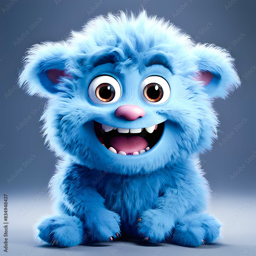 Adorable and Playful Meet the Cute Blue Furry Monster, a Delightful 3D ...