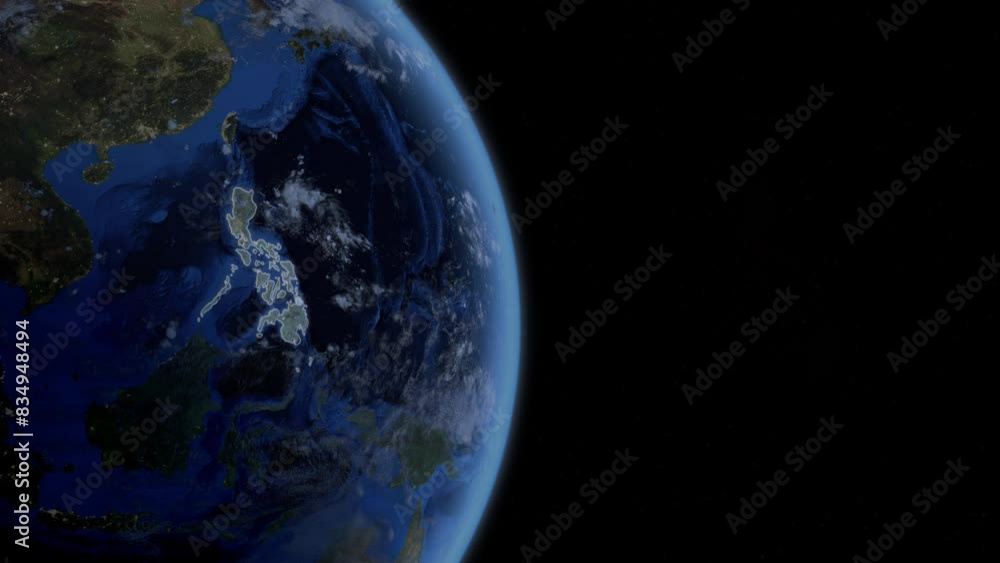 Fly Zoom into Philippines, Manila, through space to see the country map ...