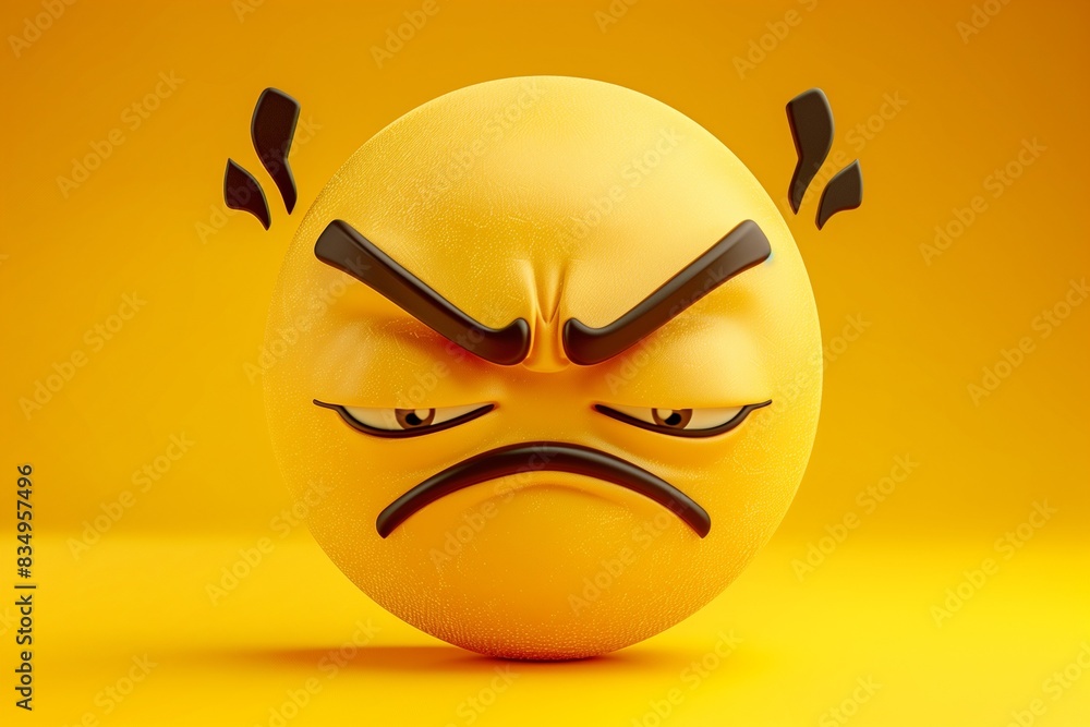 Upset face emoji with closed eyes, open frown, and raised eyebrows on ...