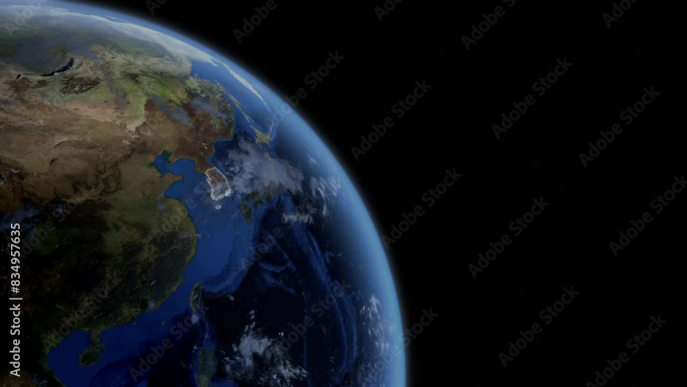 Fly Zoom into South Korea, Seoul, through space to see the country map ...