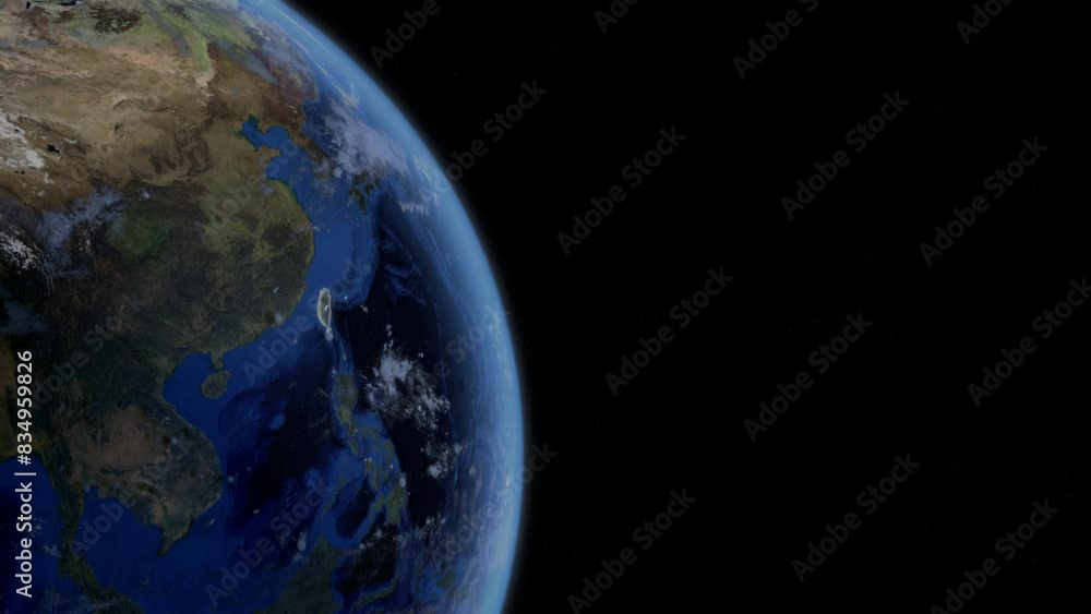 Fly Zoom into Taiwan through space to see the country map region from ...