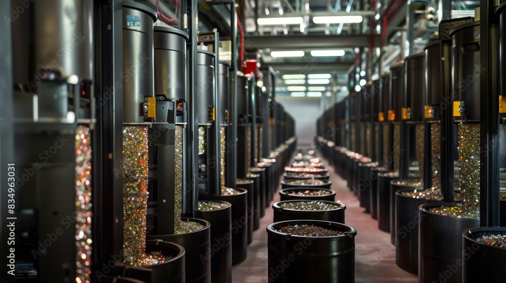 Magnetic cylinders extract metals from shredded e-waste in an ...