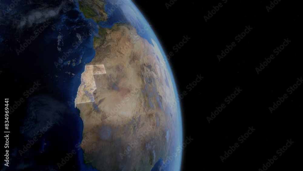 Fly Zoom into Western Sahara through space to see the country map ...