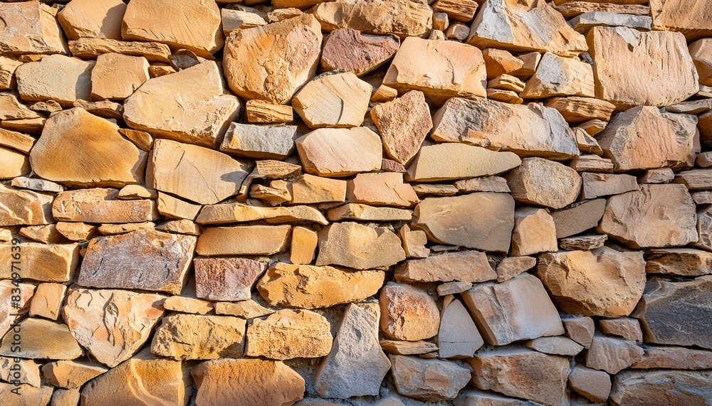 Masonry wall of natural brown stones with irregular pattern texture ...