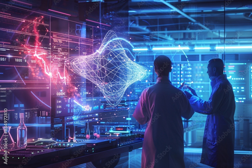 Quantum computer illustrating the principles of quantum mechanics and ...