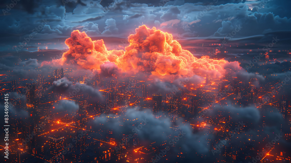 dynamic visual of cloud technology with glowing servers and data nodes ...