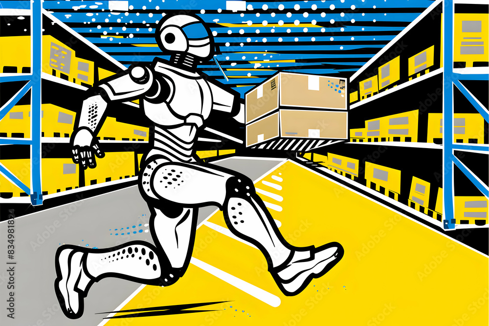 cartoon illustration of warehouse robot - robots, warehouse, automation ...