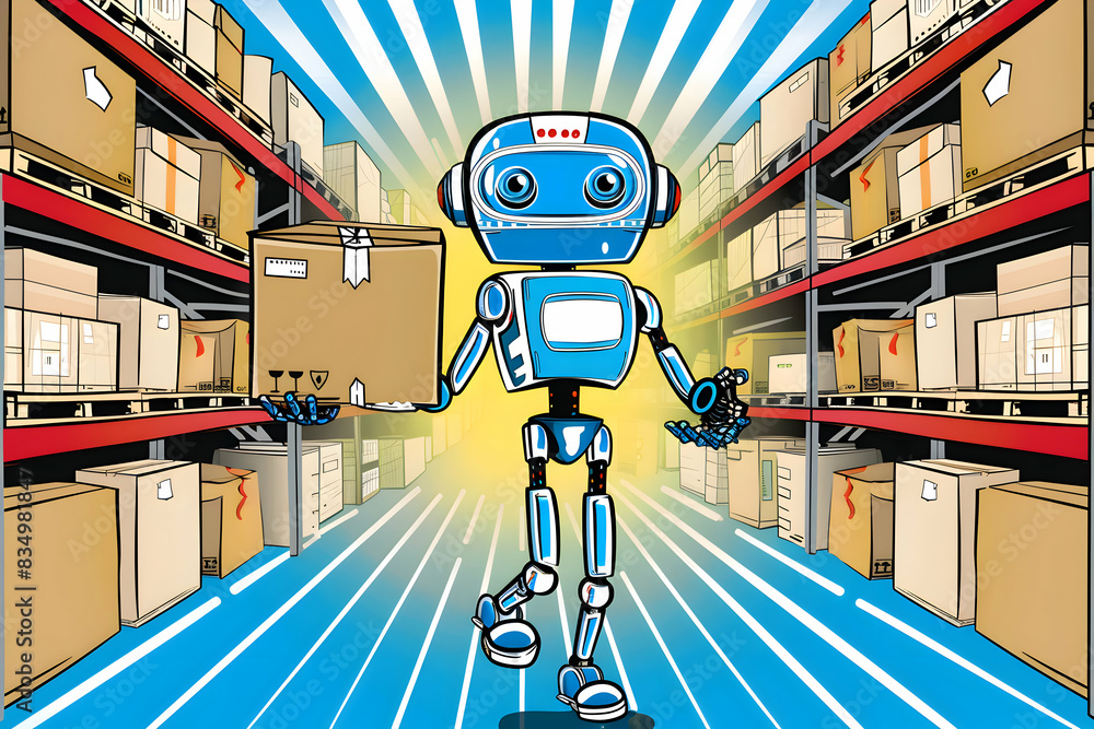 cartoon illustration of warehouse robot - robots, warehouse, automation ...