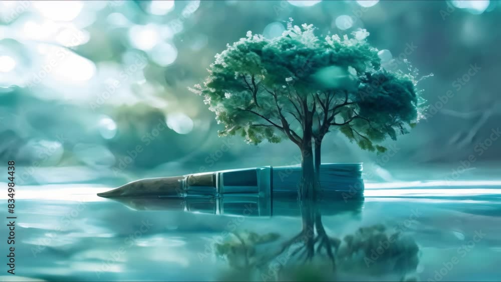 Create a visually striking image of a paintbrush transforming into a ...