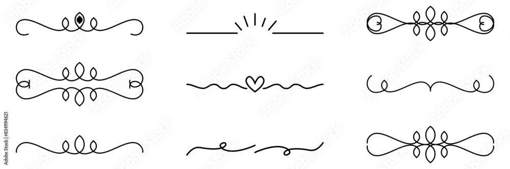 Set of hand drawn ornament text dividers vector line border. Lines ...