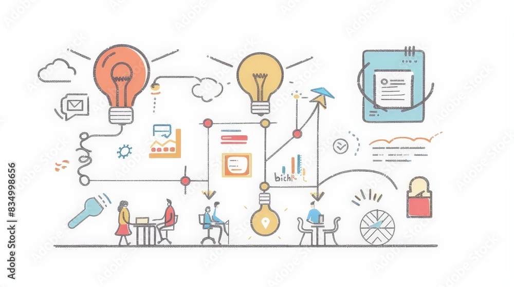 Design a visual guide to the innovation process. Include stages such as ...