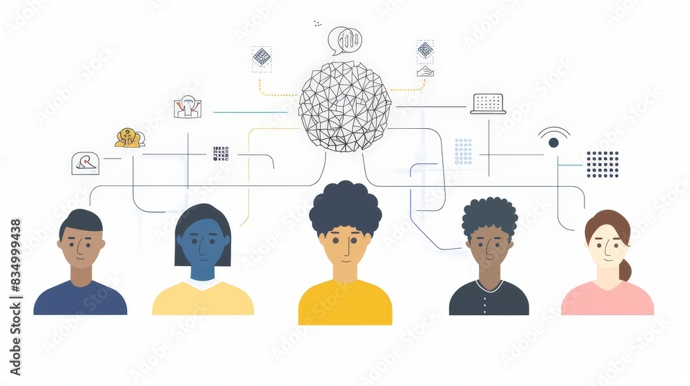 Design a visual representation of how AI works. Include a basic ...