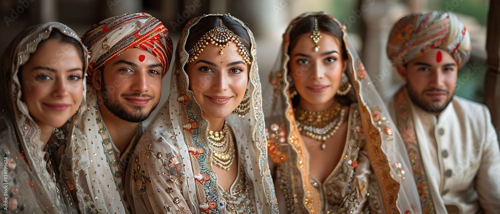 group of friends dressed in traditional attire posing in front of a ...