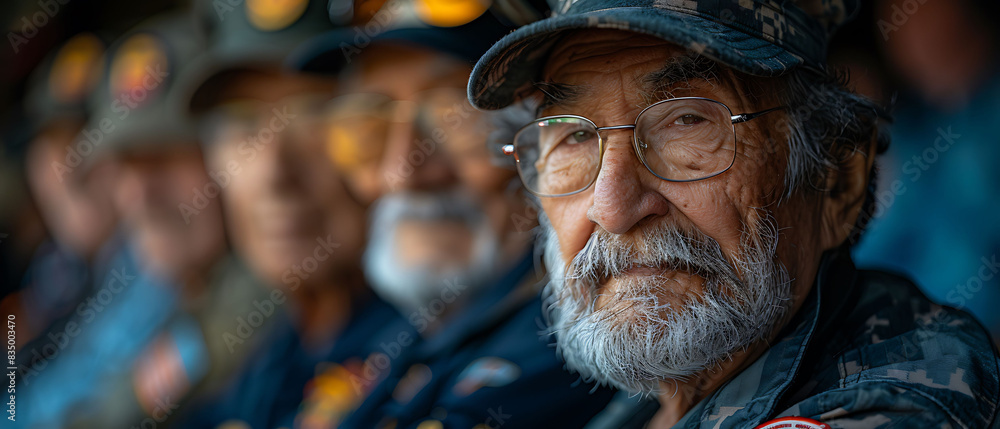group of veterans riding in a float during the Memorial Day parade with ...