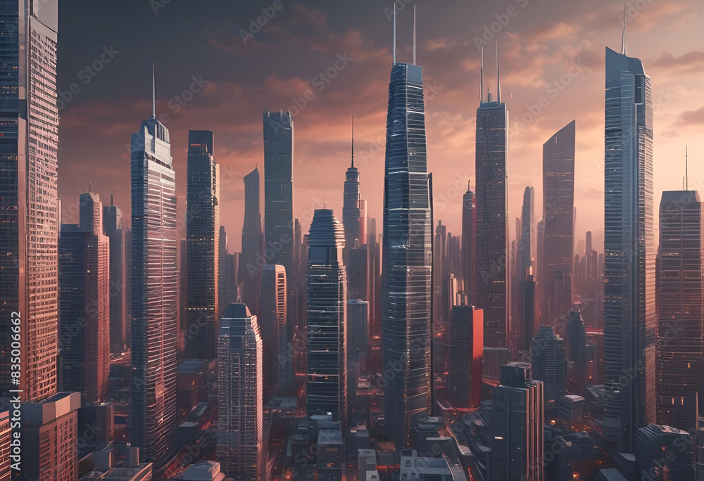 minimal city skyline for skyscrapers with simple colors Stock ...