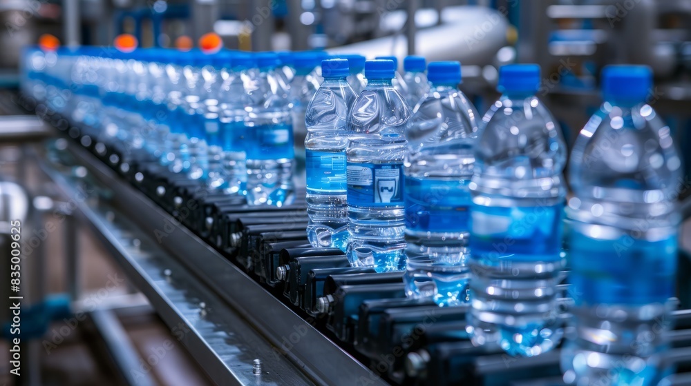 Production and bottling of clean and healthy water in a bottled water ...