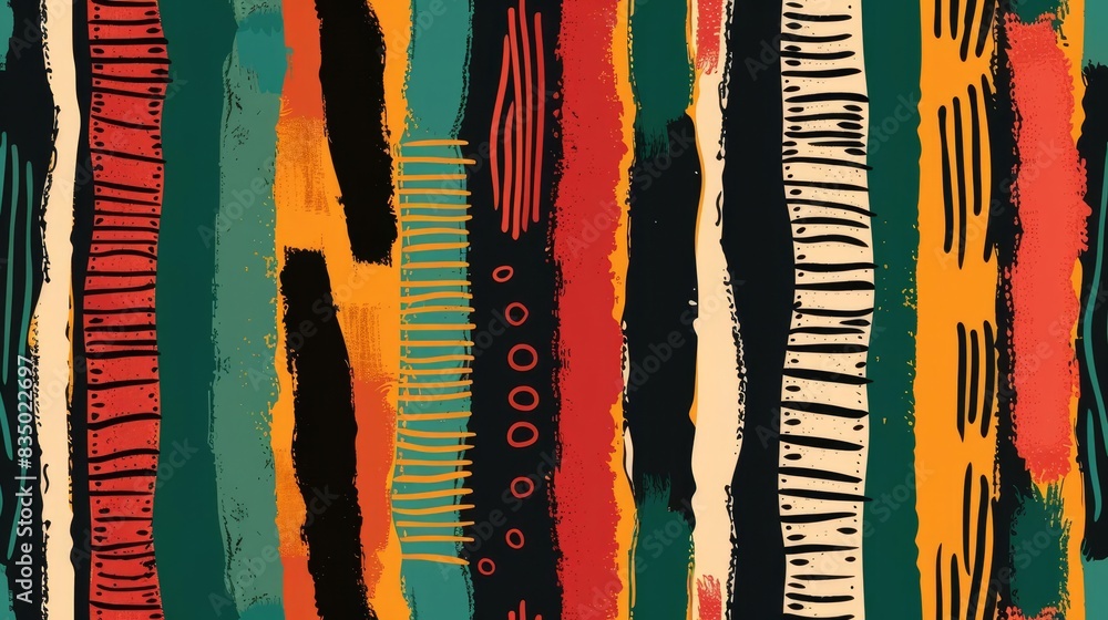 seamless africaninspired pattern with handdrawn vertical lines in ...