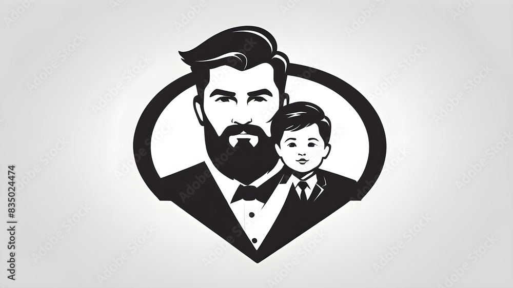 Happy Father's Day Dad and son logo icon symbol emblem on the white ...
