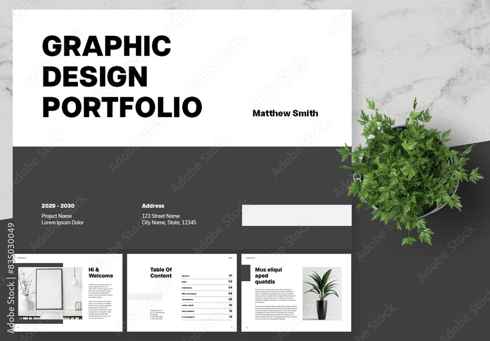 Clean Minimalist Graphic Design Portfolio Stock Template | Adobe Stock
