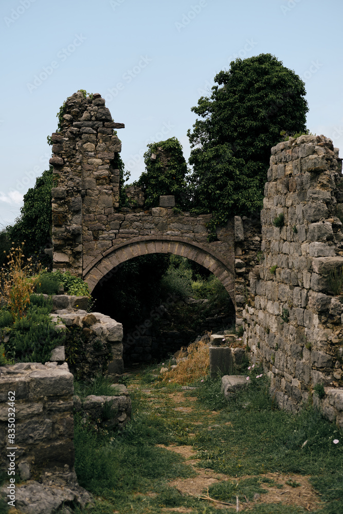 Old Bar medieval fortress in Montenegro country. A popular tourist ...