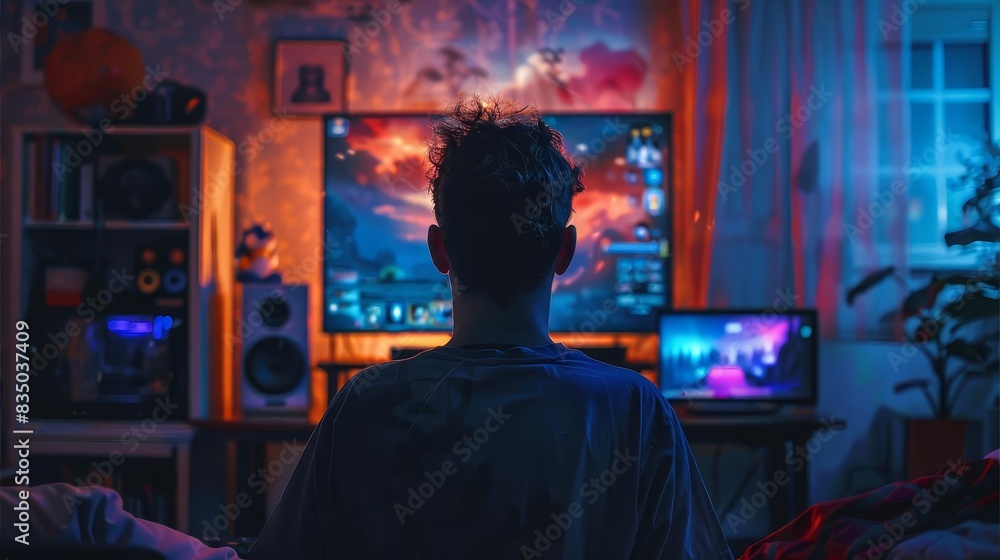 Experience the immersive world of gaming as a dedicated gamer plays ...