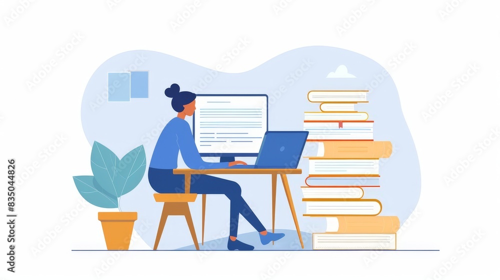 An illustration in 2D flat style showing a character participating in ...