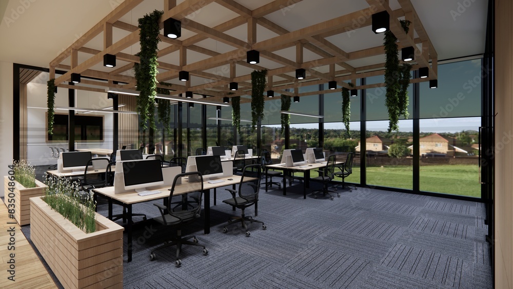 Interior Empty Modern Loft Office open space modern office.Modern open ...