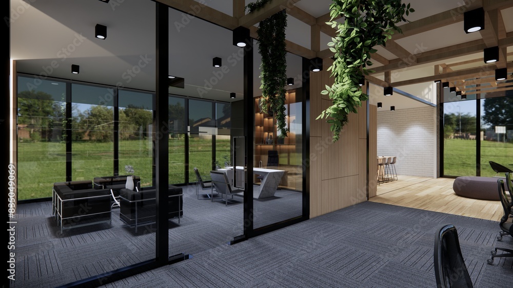 Interior Empty Modern Loft Office open space modern office.Modern open ...