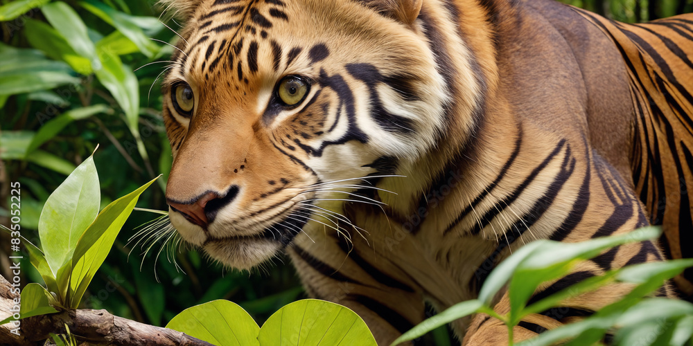 Predatory beast in jungle on a sunny day. Beautiful tropical rainforest ...