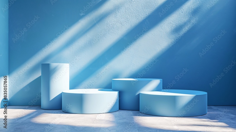Product Presentation: a polished blue background with nuanced shadows ...