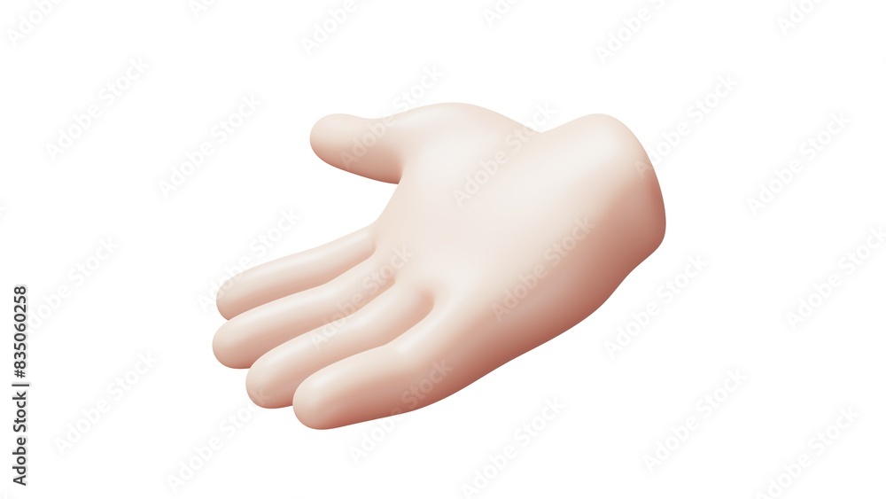 3d cartoon illustration of gesture hand show open palm on white color ...