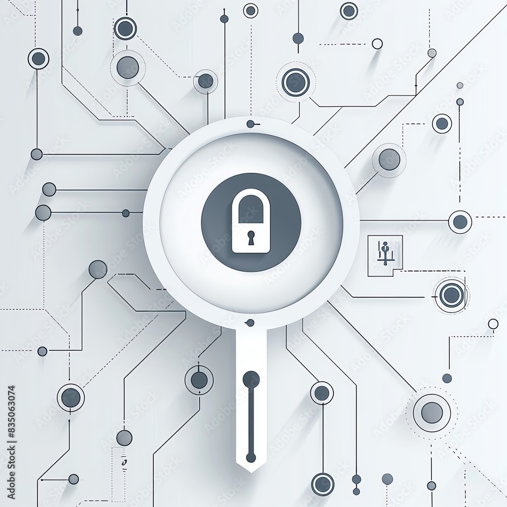 Digital security concept with magnifying glass searching for cyber ...