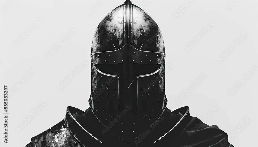 Crusader warrior helmet illustration, modern graphic design, isolated ...