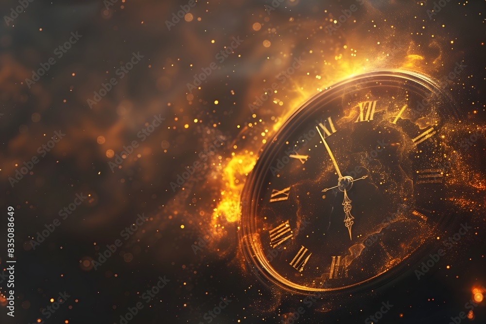 burning vintage clock passing of time background aging life stages ...