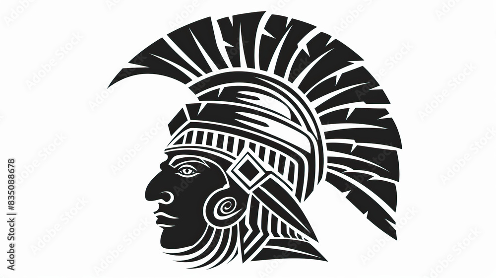 Inca warrior helmet illustration, modern graphic design, isolated, copy ...