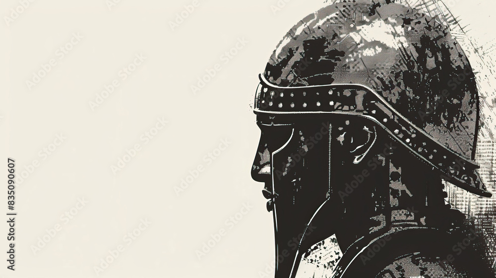 Mamluk warrior helmet illustration, modern graphic design, isolated ...