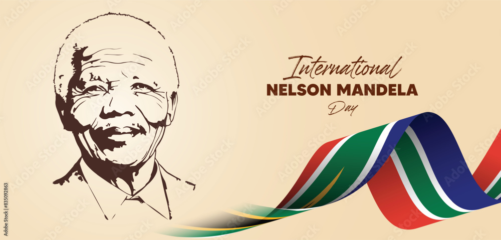 Nelson Mandela international day 18 july South Africa flag ribbon ...