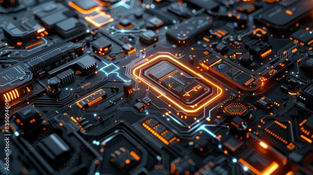 High-Tech Circuit Board: Capture a high-tech background with intricate ...